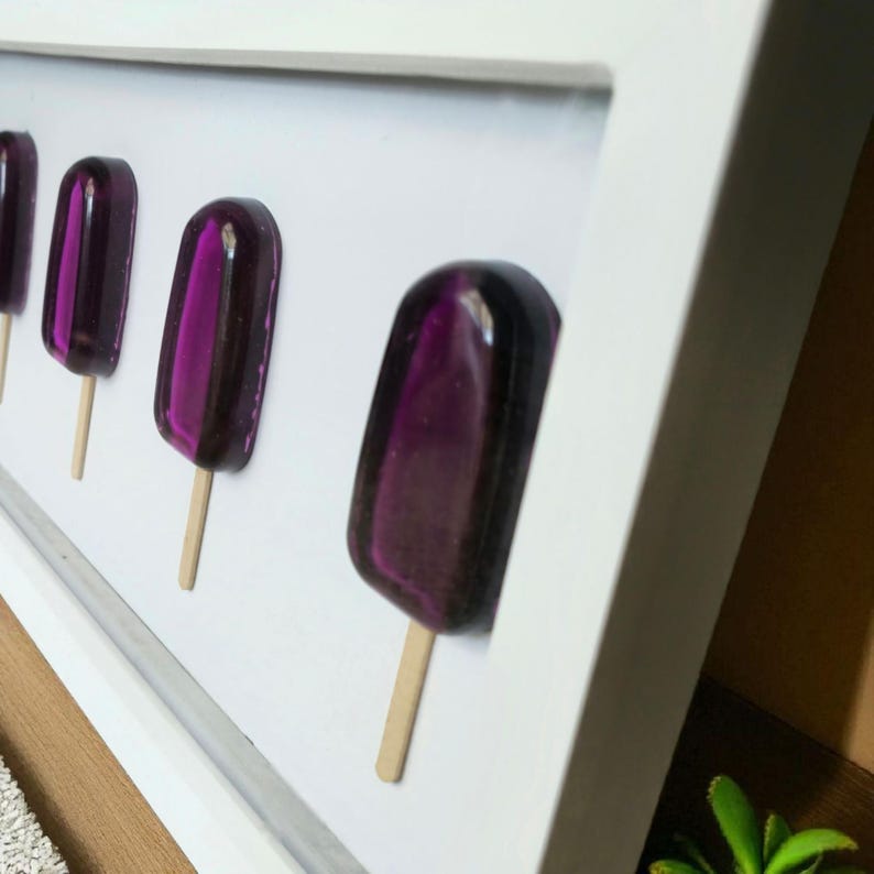Purple Ice Lolly Wall Art – 3D Resin Popsicle Frame – Colourful Modern ...