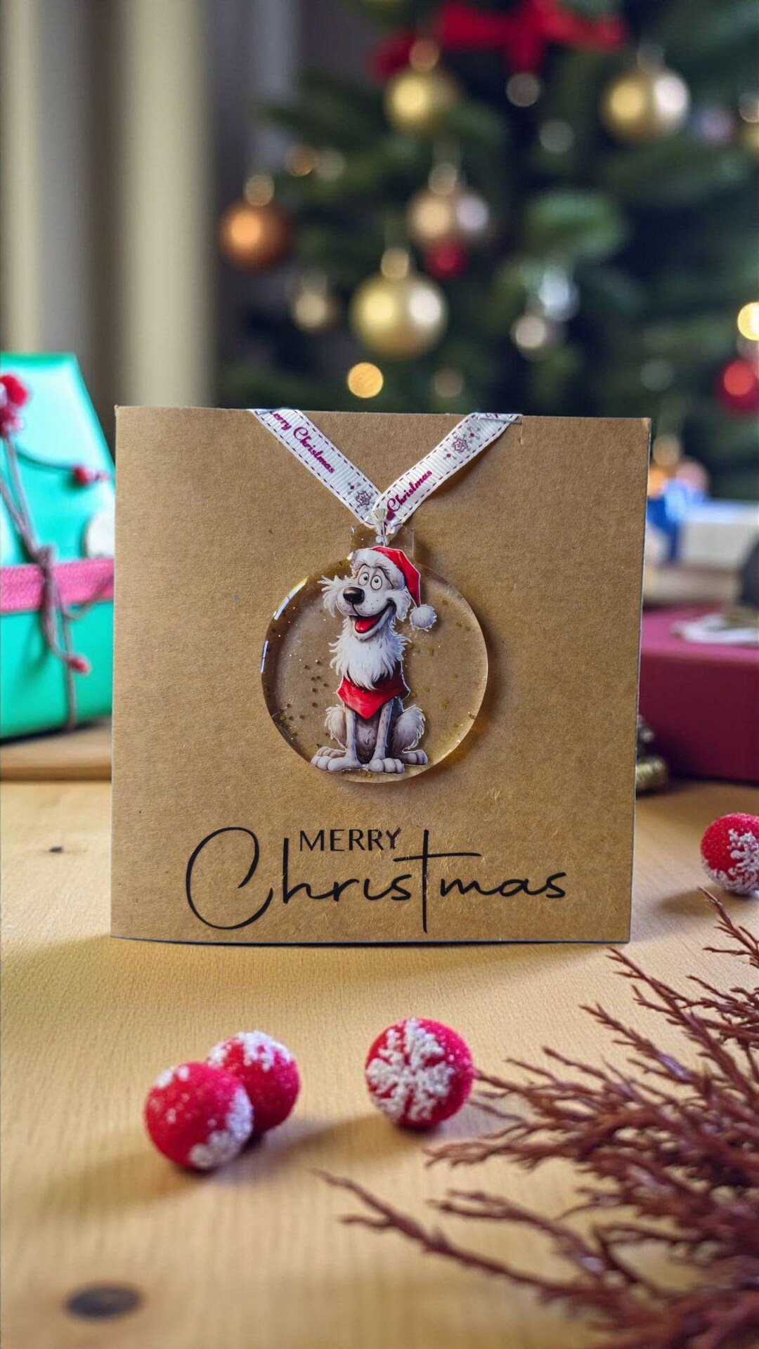 Happy Scruffy Dog Christmas Tree Decoration & Christmas Card - Etsy
