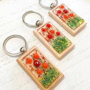 Fused Glass Floral Keychain - Etsy