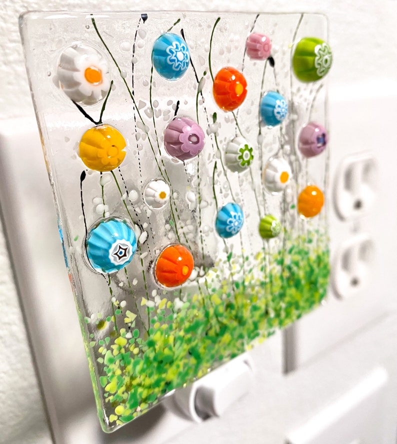 Fused Glass Floral Night Light: Spring Millefiori Flowers - Etsy