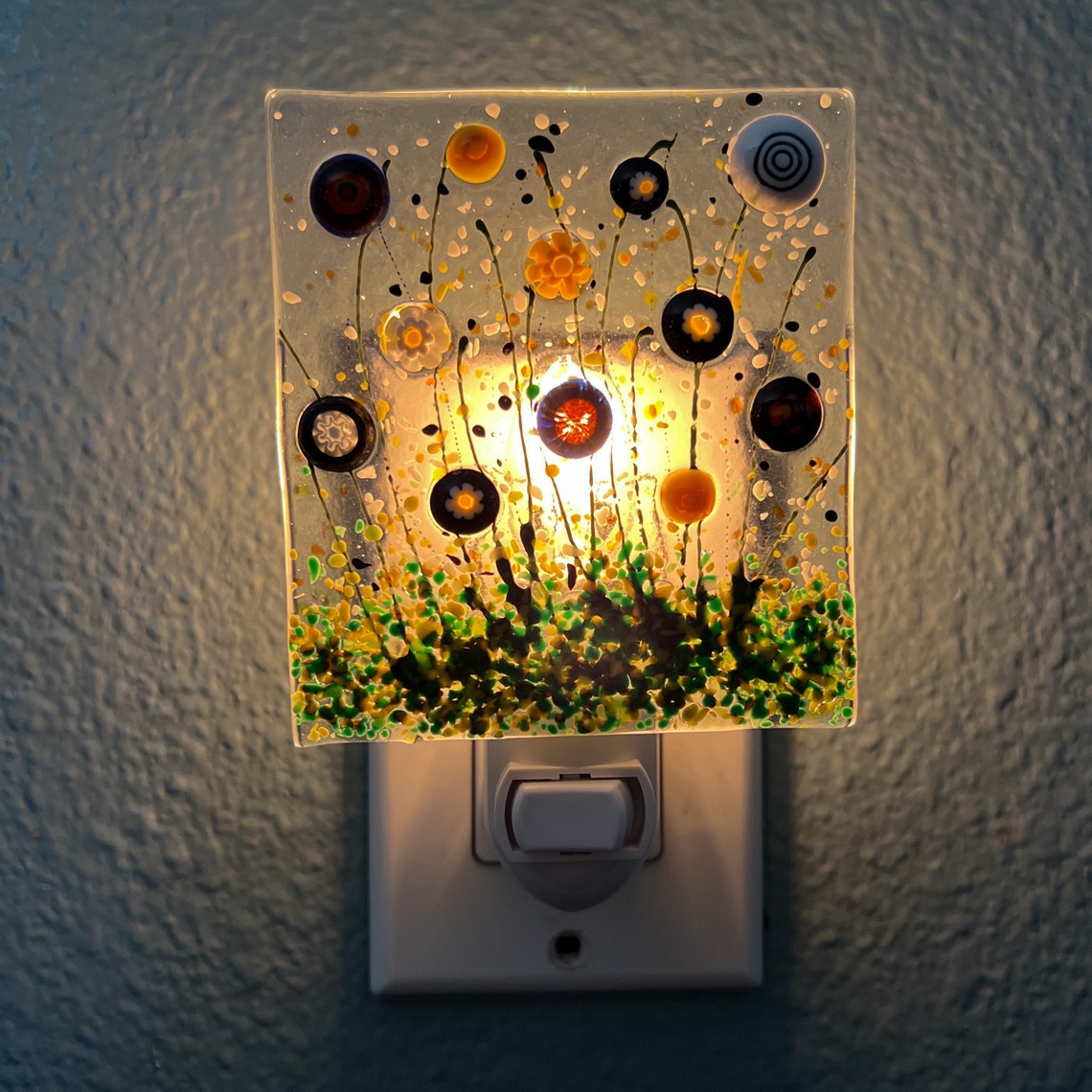 Fall Floral Night Light Floral Glass Nightlight Halloween - Etsy
