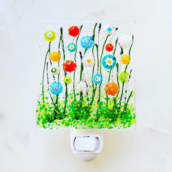 Citrus Blend Fused Glass Night Light Floral Glass Nightlight | Etsy
