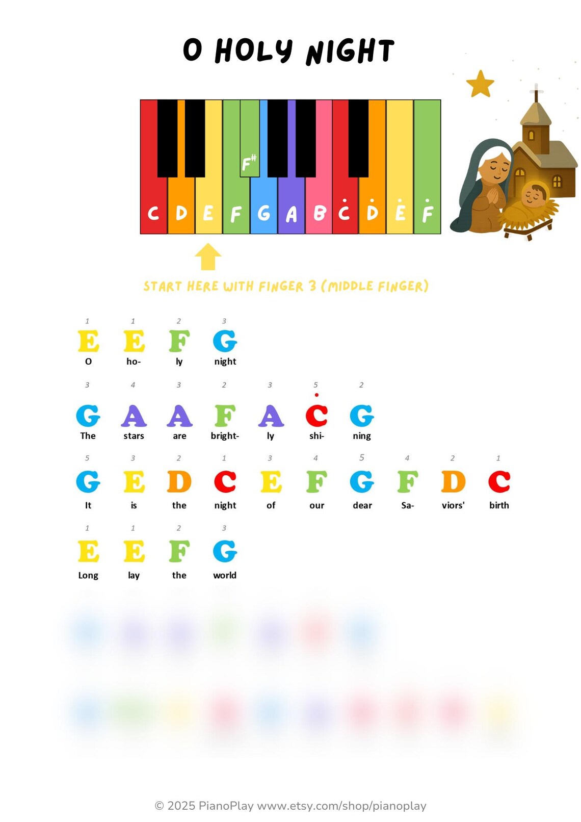 O Holy Night - Simple Kids Arrangement | Easy Christmas Piano Song ...