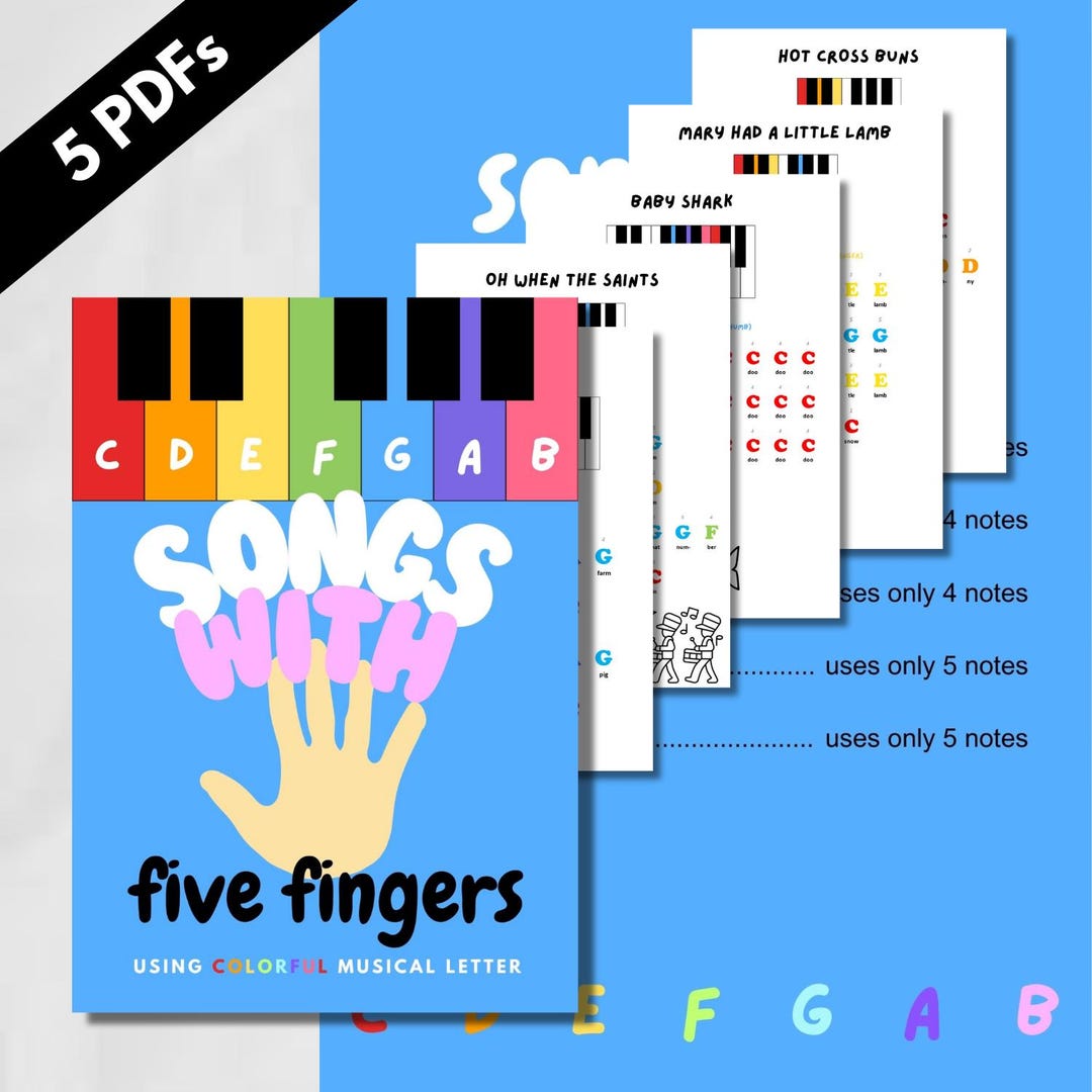 Beginner (bundle) 5 Easy Piano Songs | 5 Songs With 5 Fingers | (song ...
