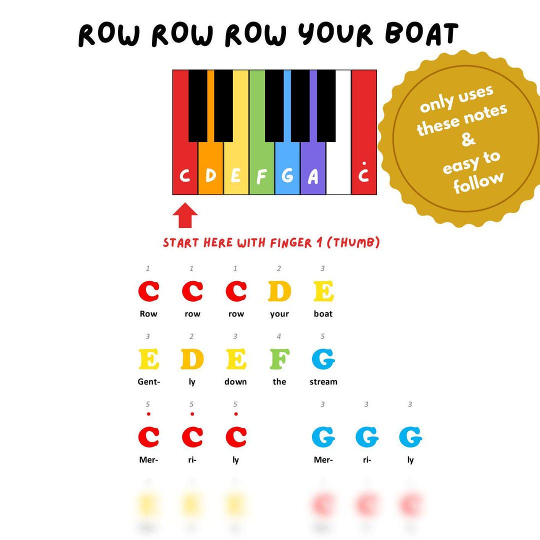Row Row Row Your Boat - Color Coded Sheet Music With Musical Letter ...