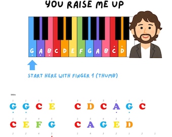 You Raise Me up Easy Piano Sheet Music: Color-coded Beginner Song (PDF ...