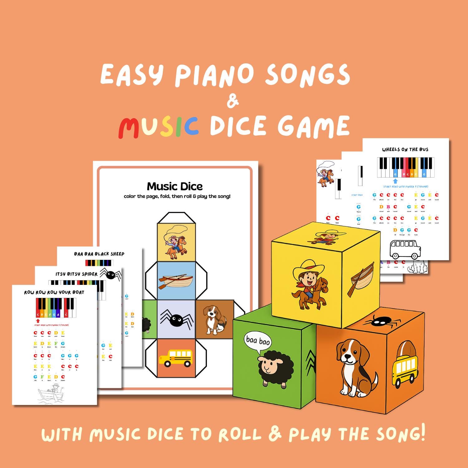 Kids Music Activity Pack: Songs, Games & Pianoplay (printable Pdfs) - Etsy