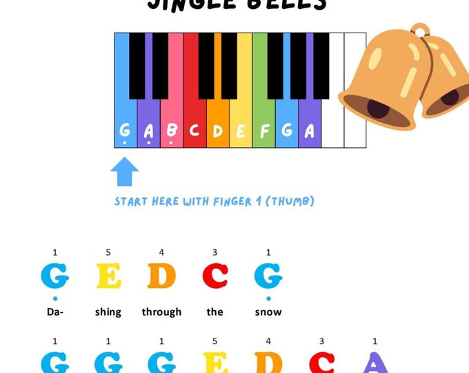 Jingle Bells Easy Piano Sheet Music – Color-coded Kids Song (PDF Files ...