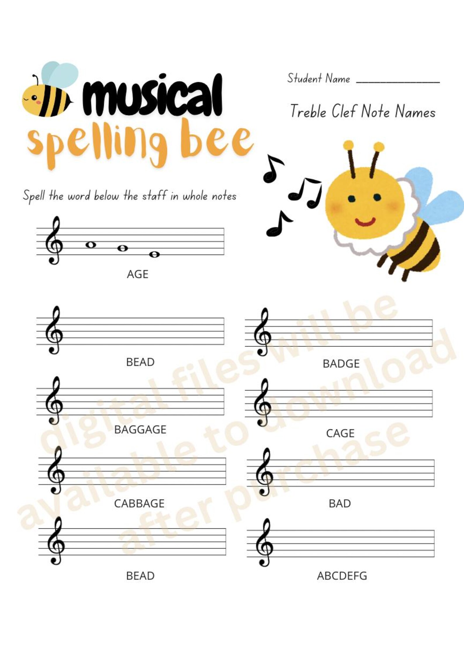 Musical Note Spelling Bee – Music Class Homework/quiz | Homeschool ...