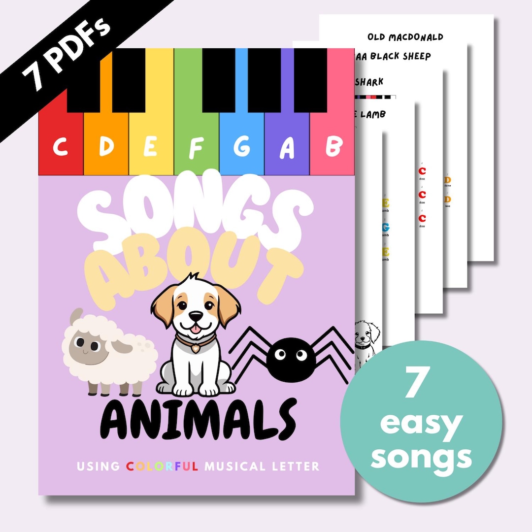 Animal Nursery Rhymes: Color Coded Music Sheet (song Pack) - Etsy Australia