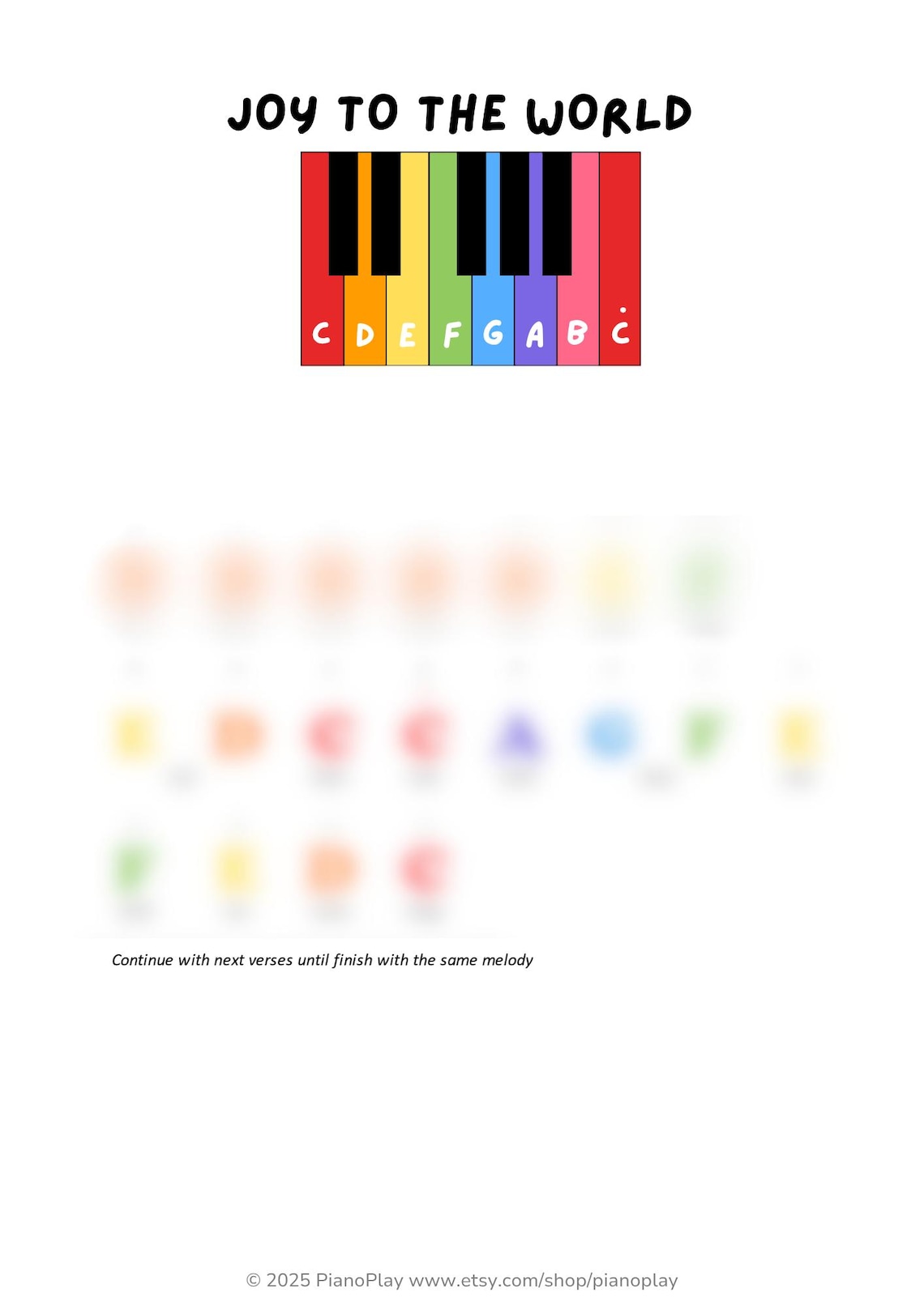 Joy to the World - Easy Christmas Sheet Music With Color Letter Notes ...