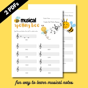 Musical Note Spelling Bee – Music Class Homework/quiz | Homeschool ...