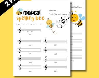 Musical Note Spelling Bee – Music Class Homework/quiz | Homeschool ...
