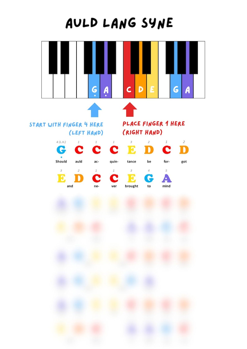 Color Coded Beginner Piano Songs: 25 Nursery Rhymes (PDF) - Etsy