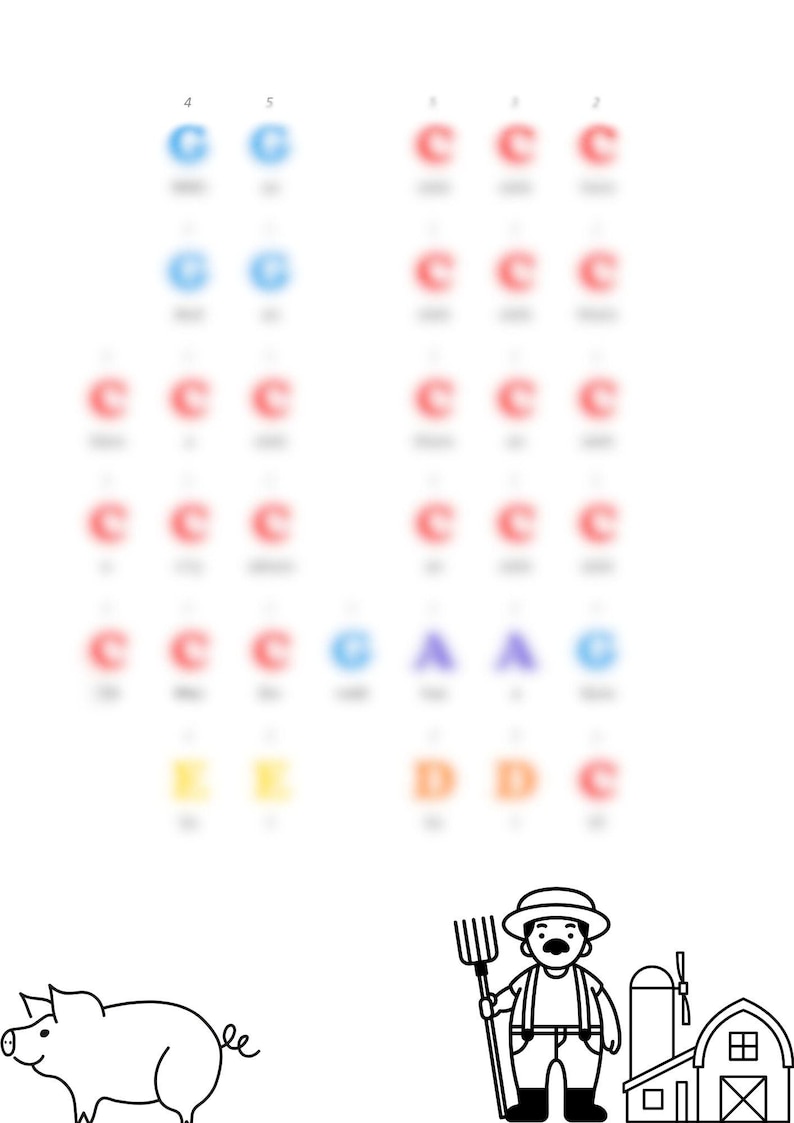 Old Macdonald Piano Sheet Music: Color Coded, Beginner Friendly (PDF ...