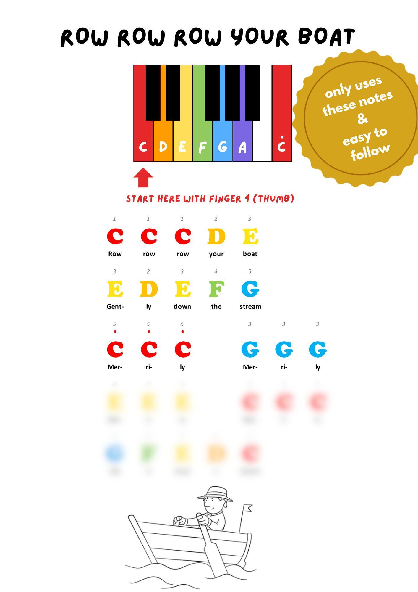 25 Beginner Song Bundle | Color Coded Song Pack Sheet Music Using ...