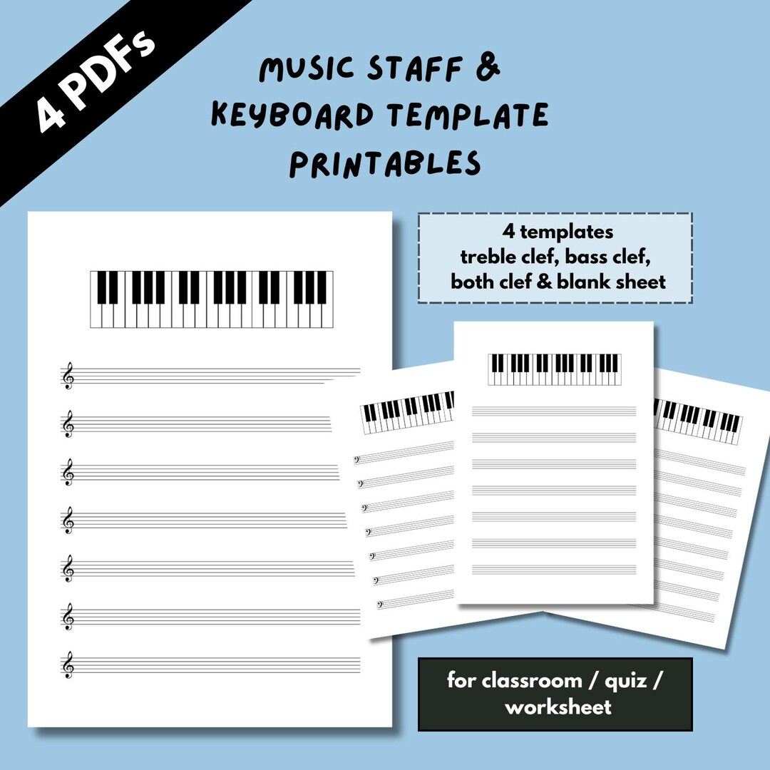Music Staff & Keyboard Template - for Classroom / Quiz / Worksheets ...