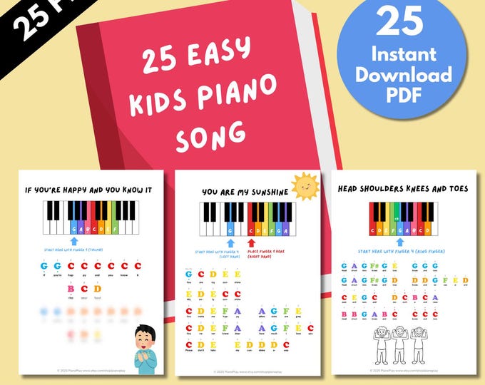 Color Coded Beginner Piano Songs: 25 Nursery Rhymes (PDF) - Etsy