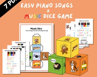 Kids Piano Songs & Music Dice Game: Montessori Music Activity (PDF ...