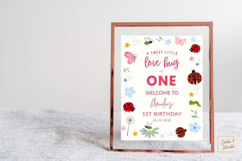 Love Bug 1st Birthday Welcome Sign | Ladybug Birthday Sign | Sweet Love ...