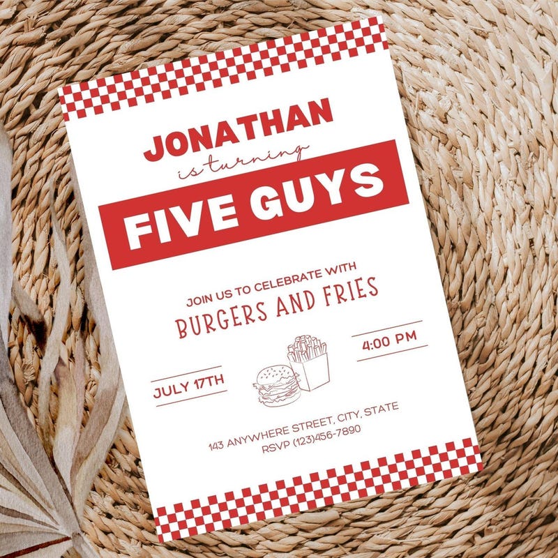Five Guys Theme Party - Etsy