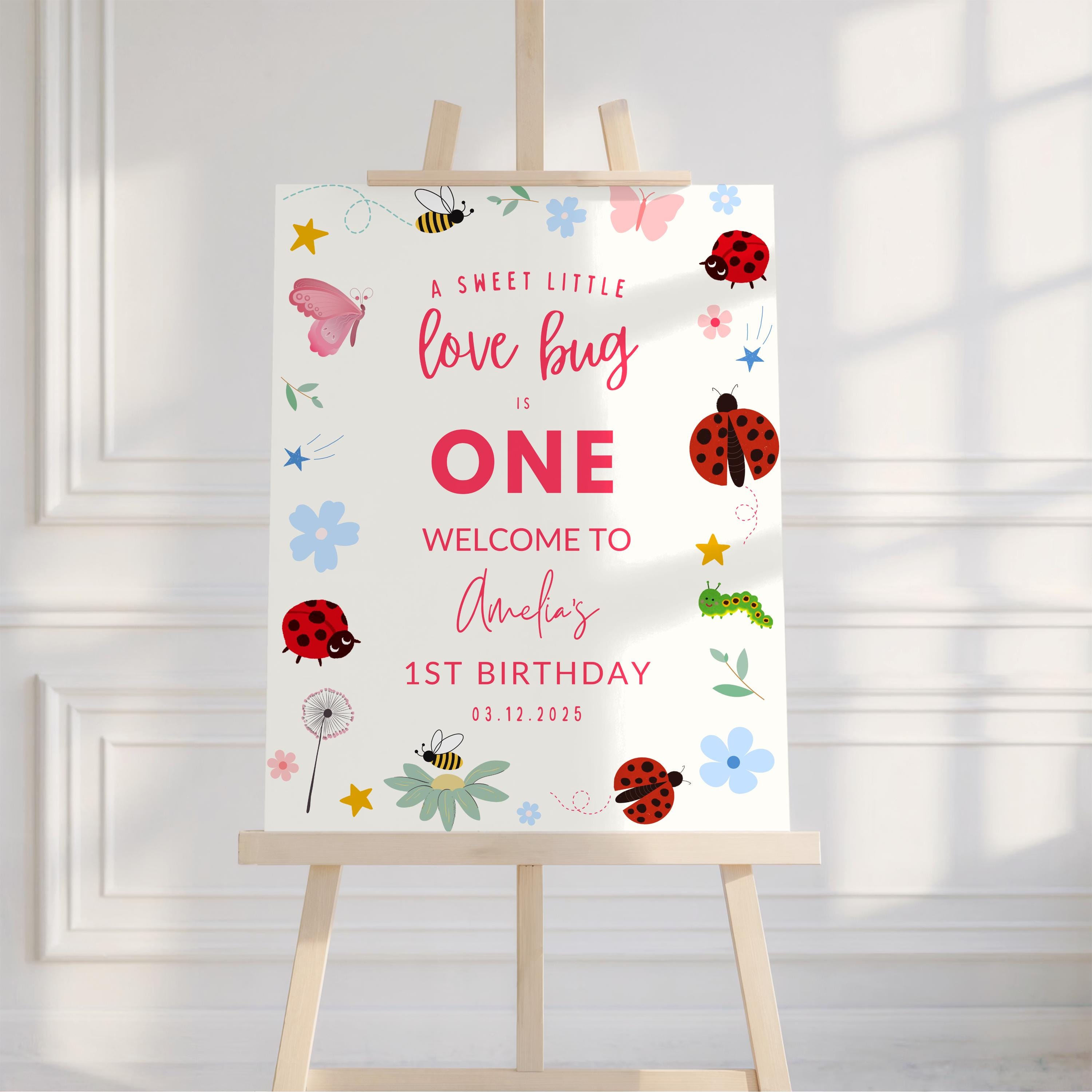 Love Bug 1st Birthday Welcome Sign | Ladybug Birthday Sign | Sweet Love ...