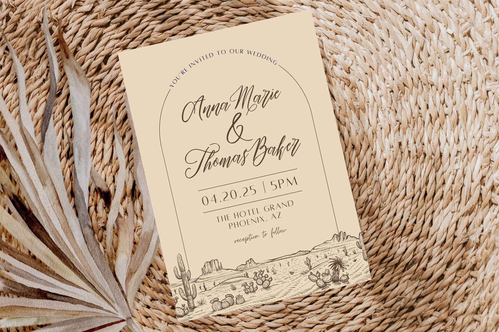 Western Wedding Invitation Template, Western Boho Wedding Invitation ...