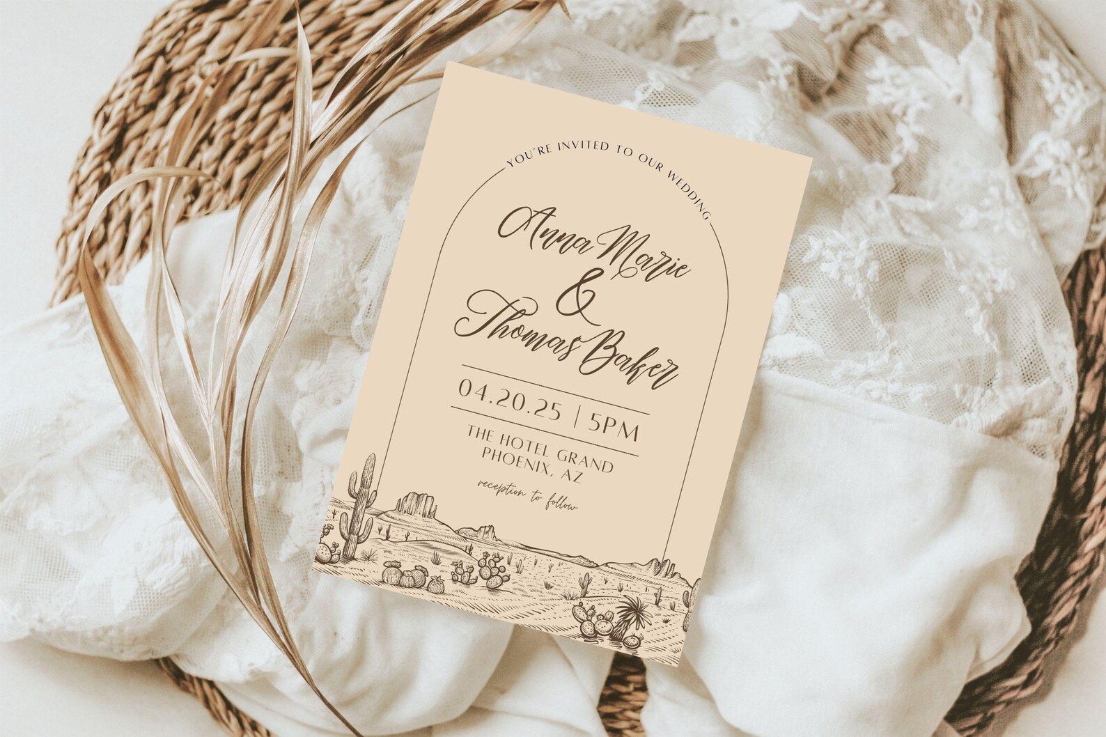 Western Wedding Invitation Template, Western Boho Wedding Invitation ...