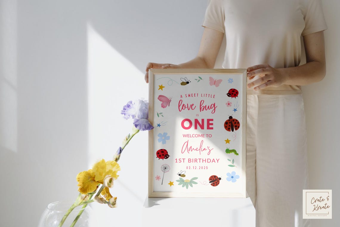 Love Bug 1st Birthday Welcome Sign | Ladybug Birthday Sign | Sweet Love ...