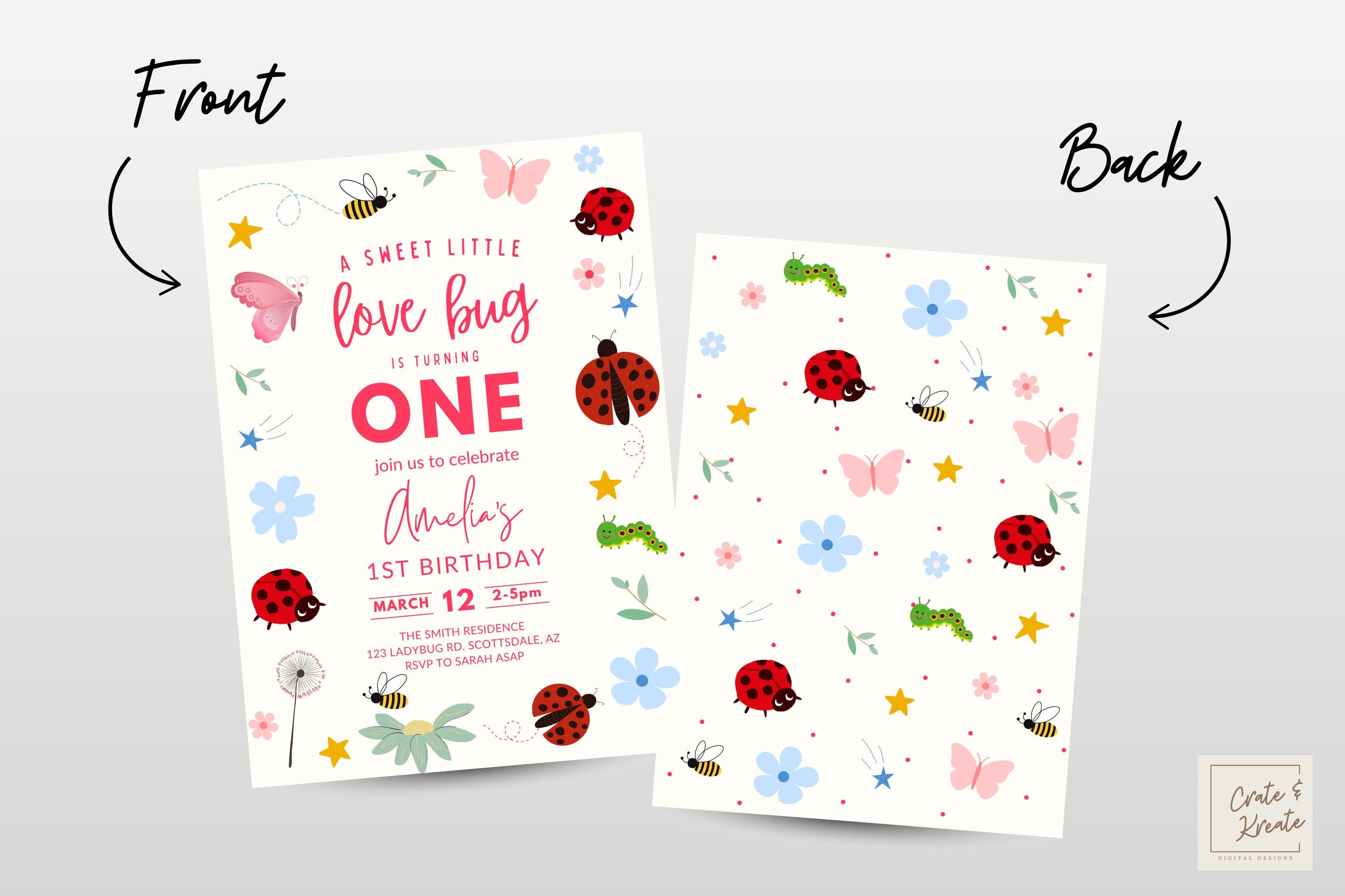 Love Bug 1st Birthday Invite | Ladybug Birthday Invite| Sweet Love Bug ...