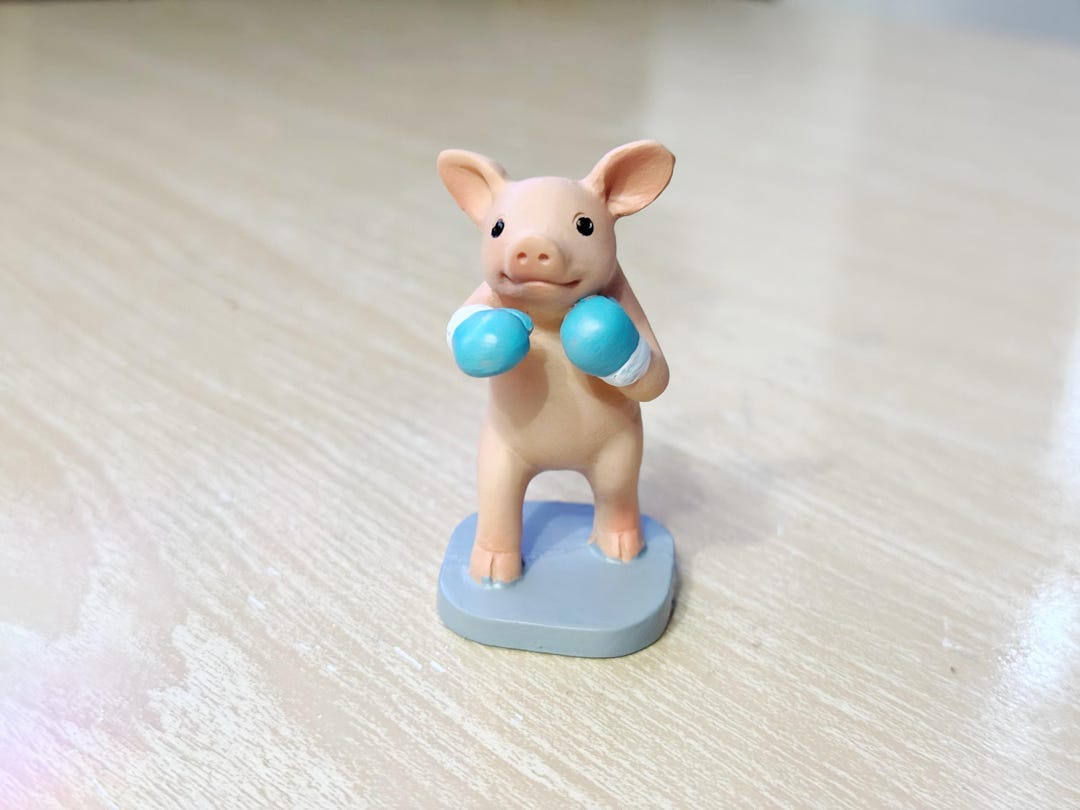 That Cute Pig Boxing | Miniature Pig Figurine | Pig Collection | Cute ...