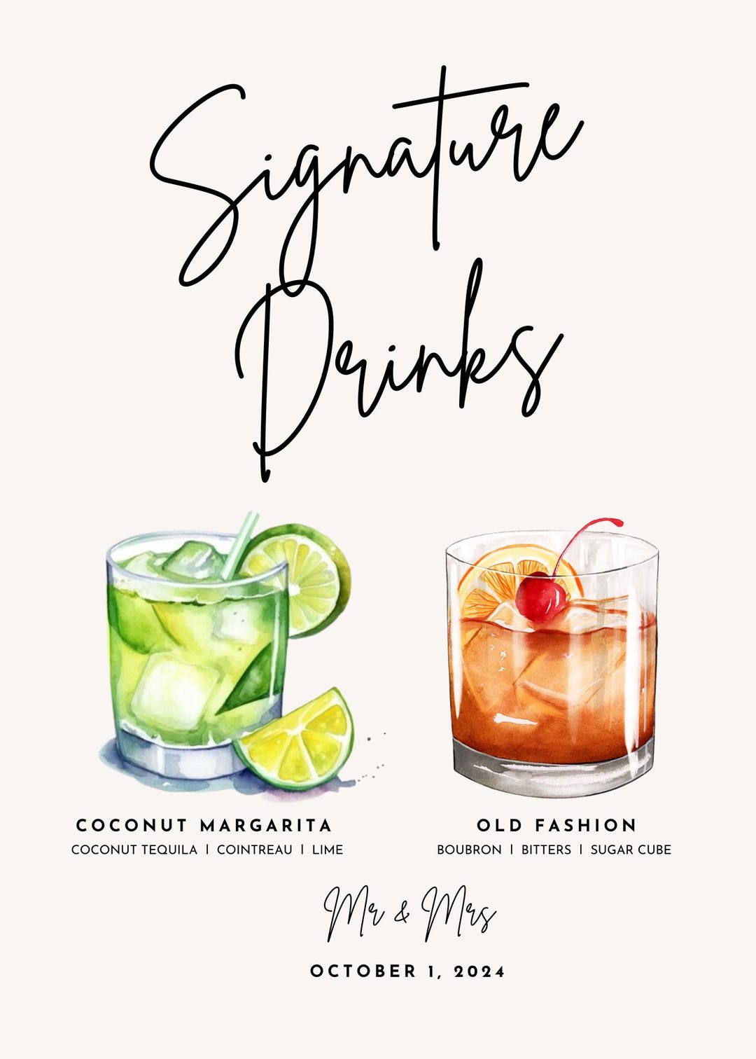 Custom Signature Drink Sign - Etsy