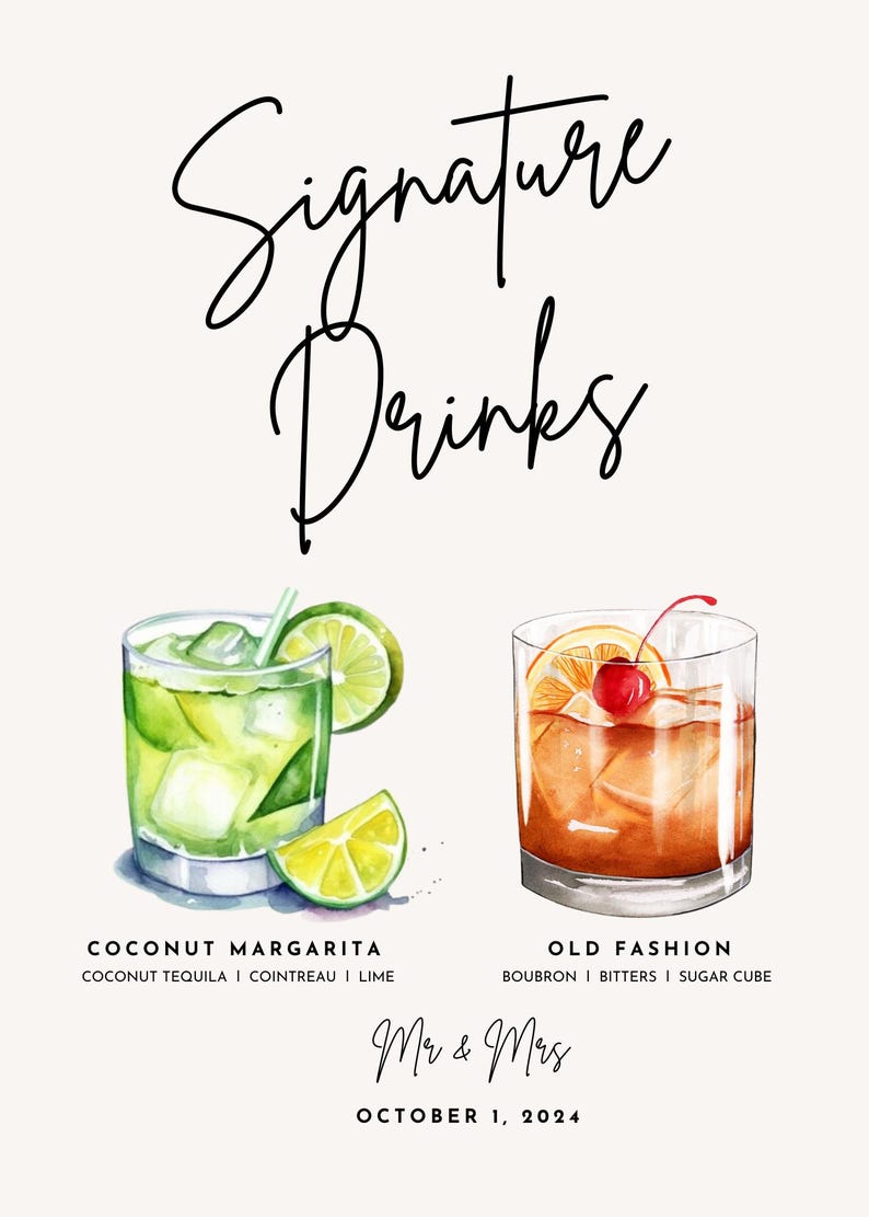 Custom Signature Drink Sign - Etsy