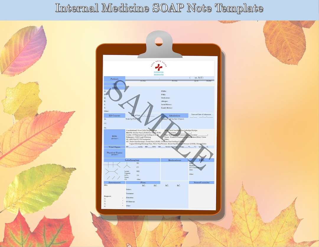 Internal Medicine SOAP Note Template - Etsy