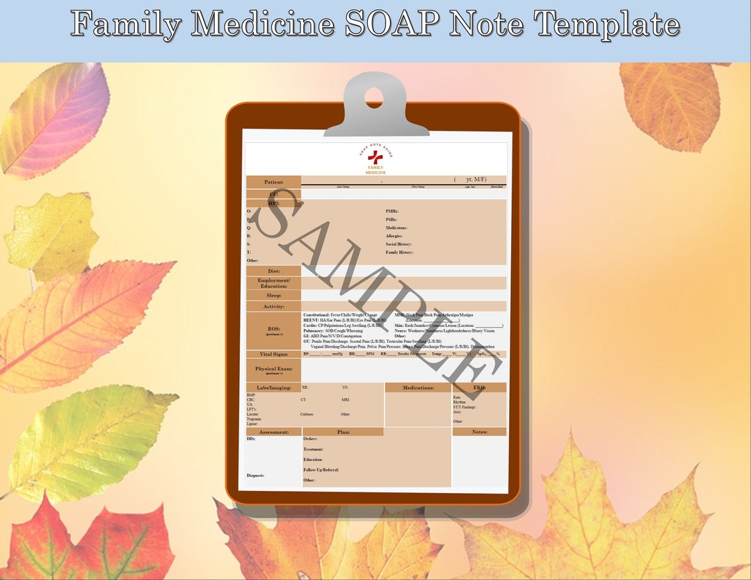 Family Medicine SOAP Note Template - Etsy