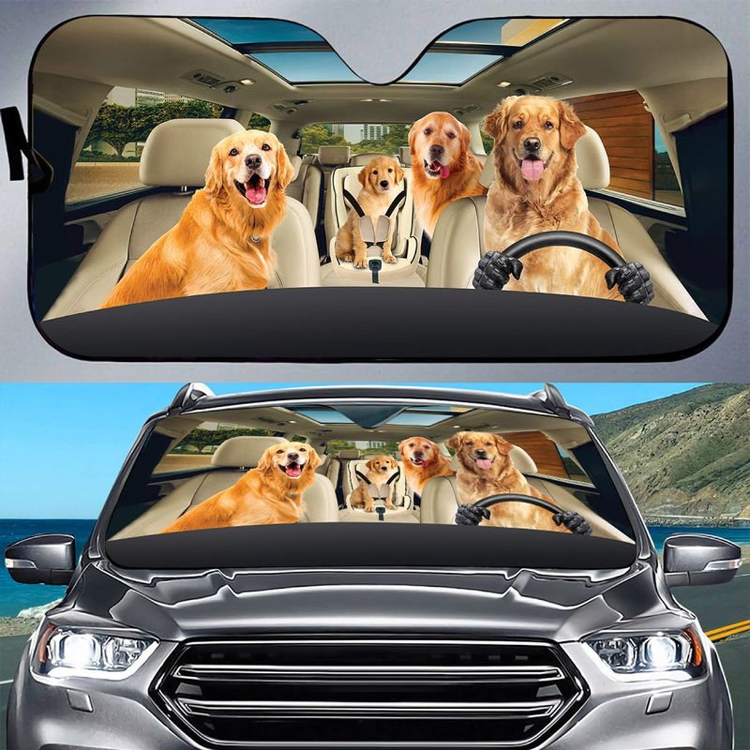 Golden Retriever Dog Couple Driver Car Sun Shade Pet Dogs - Etsy