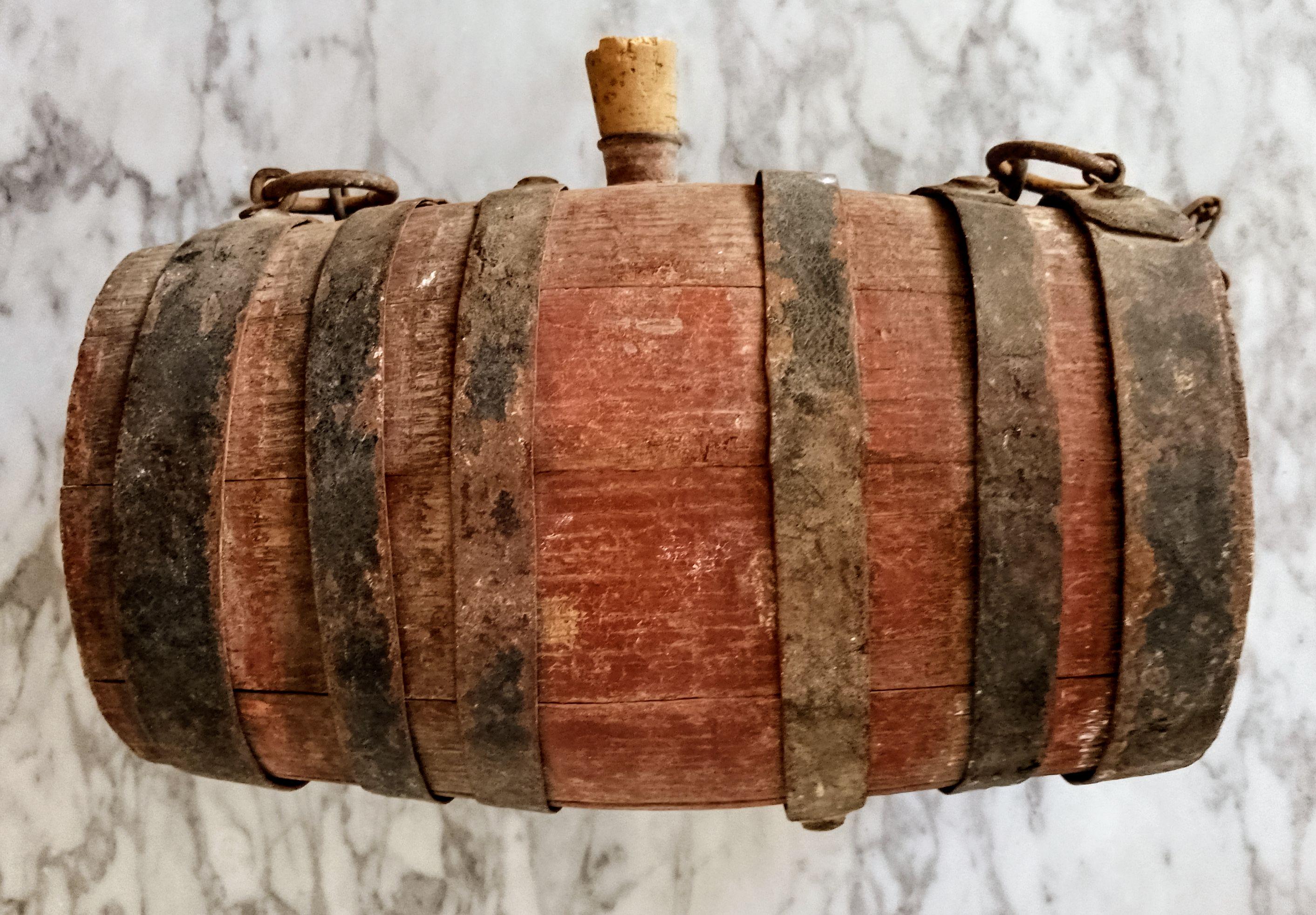 Small Old Barrell With Cork, Wooden and Iron Barrell Keg, Vintage, Antique Object for Home ...