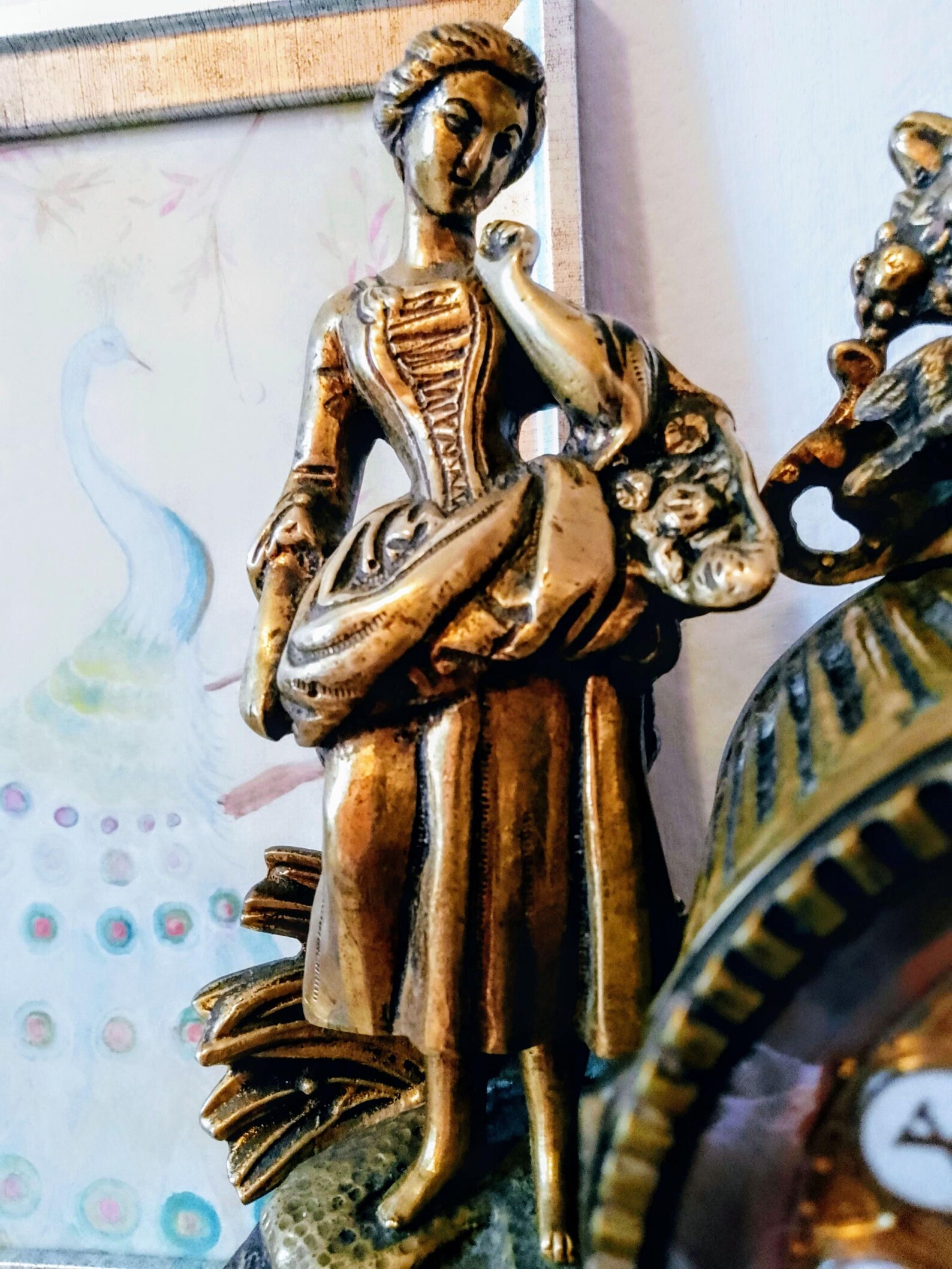 Brass Clock With a Female Figure, Medium Size, Lovely Sophisticated ...