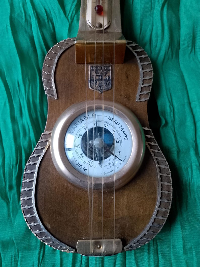 Old French Barometer, Wall Decoration, Shaped Like a Guitar, Vintage ...