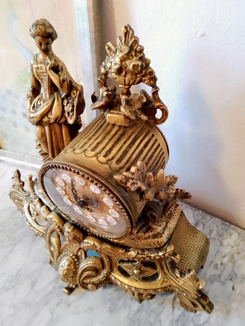 Brass Clock With a Female Figure, Medium Size, Lovely Sophisticated ...