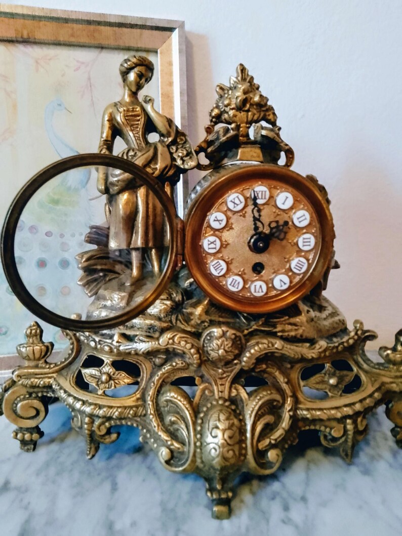 Brass Clock With a Female Figure, Medium Size, Lovely Sophisticated ...