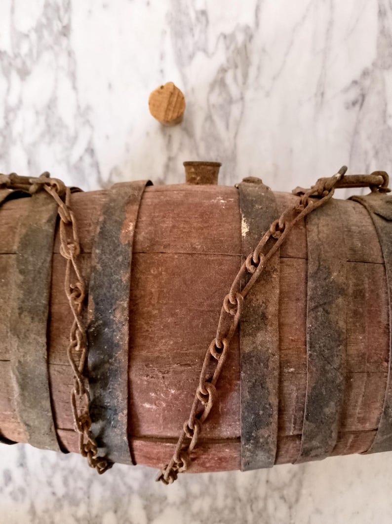Small Old Barrell With Cork, Wooden and Iron Barrell Keg, Vintage ...