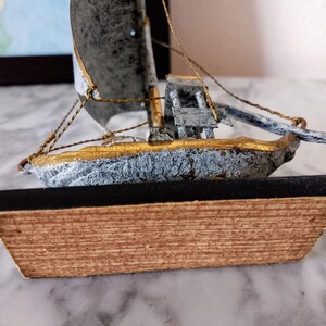 Brass Ship Model Small, Small Metal Ship With Glass Base, Knick-knack ...