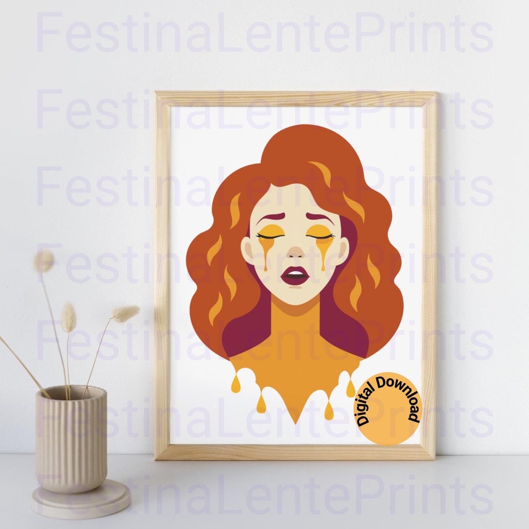 Crying Women Emotional Portraits Set, 8 Designs, Instant Download, Home ...