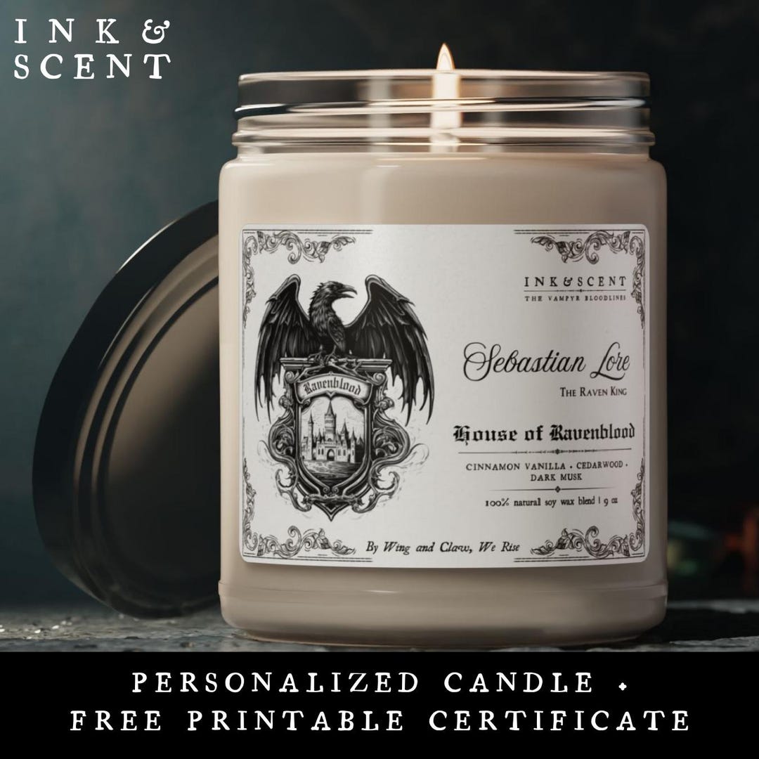 Custom Vampire Lover Candle Family Crest Gothic Soy Dark Academia ...