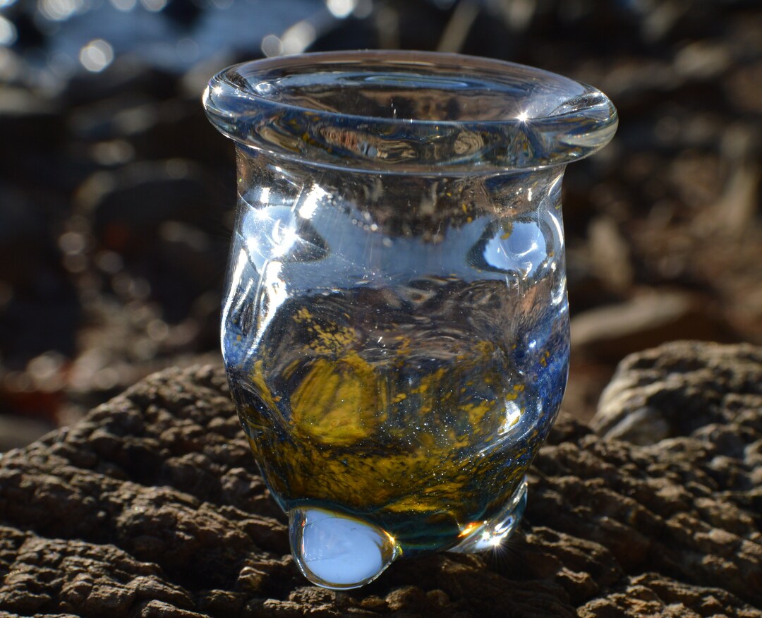 Cauldron in Blue Moon and Yellow - Handblown Glass - Etsy