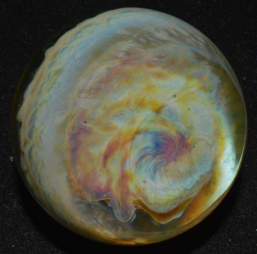 Glass Marble Double Galaxy in Silver Creek With Sparkly Green Stardust ...