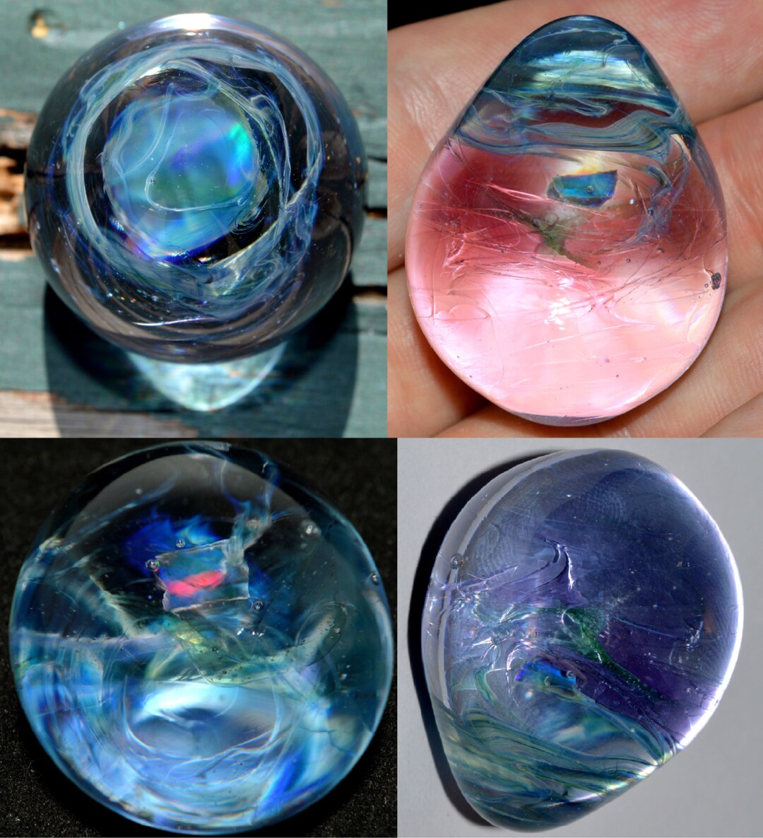 Encased Raw Black Opal Egg Suspended in a Swirl of Psychedelic Purple ...