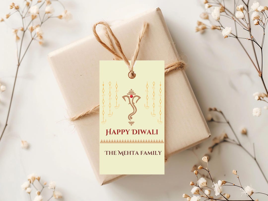 Editable Printable Happy Diwali Gift or Favor Tag | Diwali Gift Tag ...