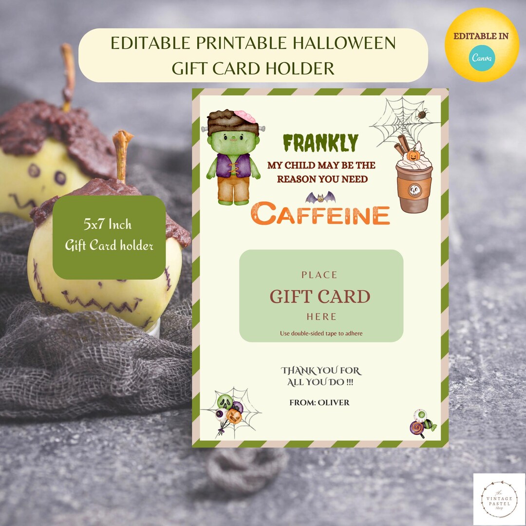 Printable Halloween Coffee Card Holder | Teacher Appreciation Gift ...